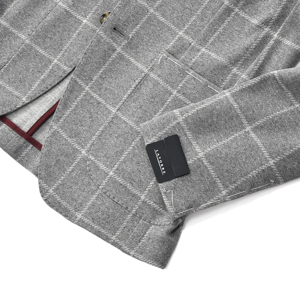 LATORRE ラトーレ JD84 JD082 コットン・ウール ジャージ ウィンドウペン ライトジャケット GRAY 【国内正規品 ...