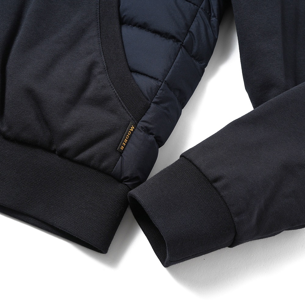 MOORER ムーレー VERUCCI-S3F ヴェルッチ ストレッチナイロン×スウェット コンビネーション フーデッドダウンブルゾン ...