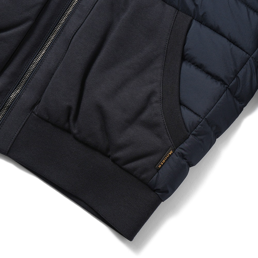MOORER ムーレー VERUCCI-S3F ヴェルッチ ストレッチナイロン×スウェット コンビネーション フーデッドダウンブルゾン ...