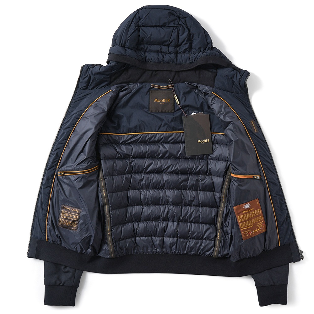 MOORER ムーレー VERUCCI-S3F ヴェルッチ ストレッチナイロン×スウェット コンビネーション フーデッドダウンブルゾン ...
