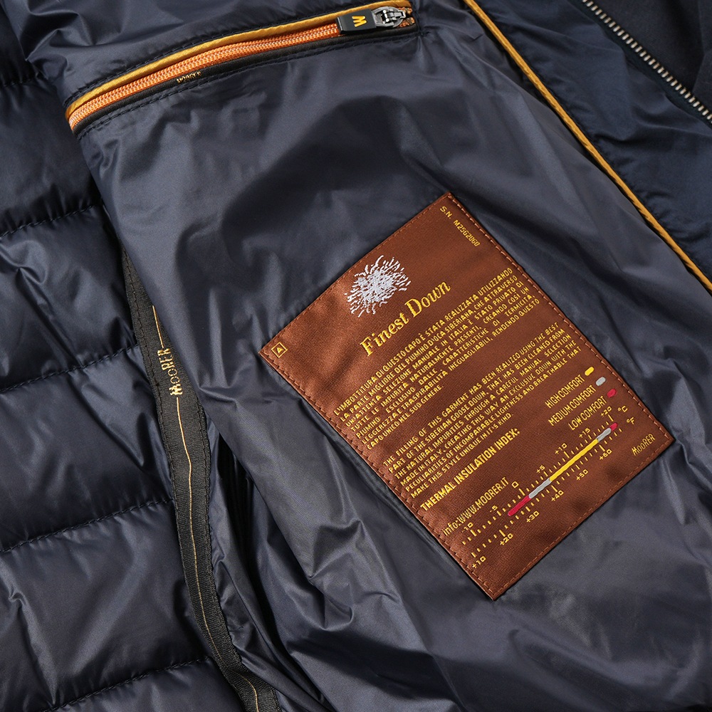 MOORER ムーレー VERUCCI-S3F ヴェルッチ ストレッチナイロン×スウェット コンビネーション フーデッドダウンブルゾン ...
