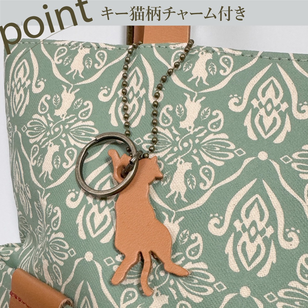 aoneco アオネコ バケットショルダーバッグ 猫 ネコ コットン 牛革 レディース an030