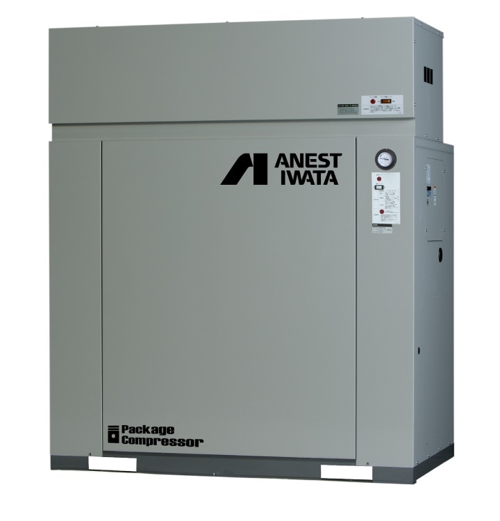 CLP110EF-14D アネスト岩田 給油式レシプロパッケージコンプレッサー | 出力:11kW 吐出し空気量:1075L/min 制御圧力:1.15～1.4MPa 騒音値:59dB(A ...