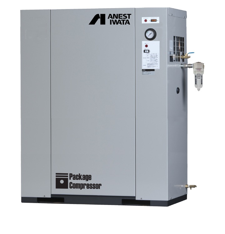 CLP22EF-8.5D アネスト岩田 給油式レシプロパッケージコンプレッサー | 出力:2.2kW 吐出し空気量:295L/min 制御圧力:0.7～0.85MPa 騒音値:51dB(A ...