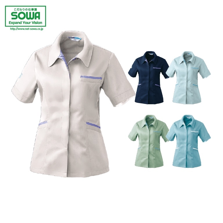 SOWA 422 レディース半袖スモック S M L LL 3L 4L 6L 【 作業着 作業服 桑和 ソーワ 小さめサイズ 普通サイズ 大きめサイズ ポリ綿 制電素材 レディース 】 | 桑 ...