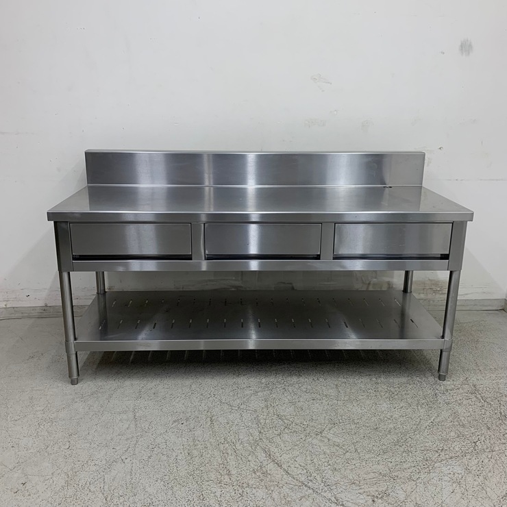 【中古】 A08667 作業台 引出し付 ステンレス 作業テーブル W1500 x D600 x H700(+150) mm 【業務用】【厨房用】【家財おまかせ便】 | 板金（シンク・作業台 ...