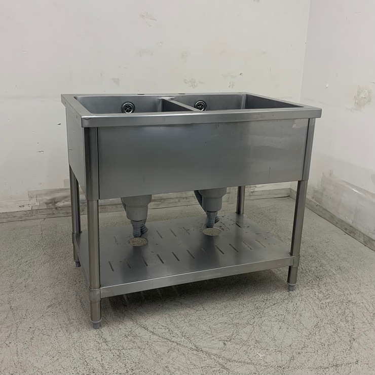 【ただいま商談中】【中古】 A08751 2槽シンク バックガード無しタイプ ステンレス 流し台 W900 x D600 x H800 mm 【業務用】【厨房用】【家財おまかせ便】 | 板金 ...