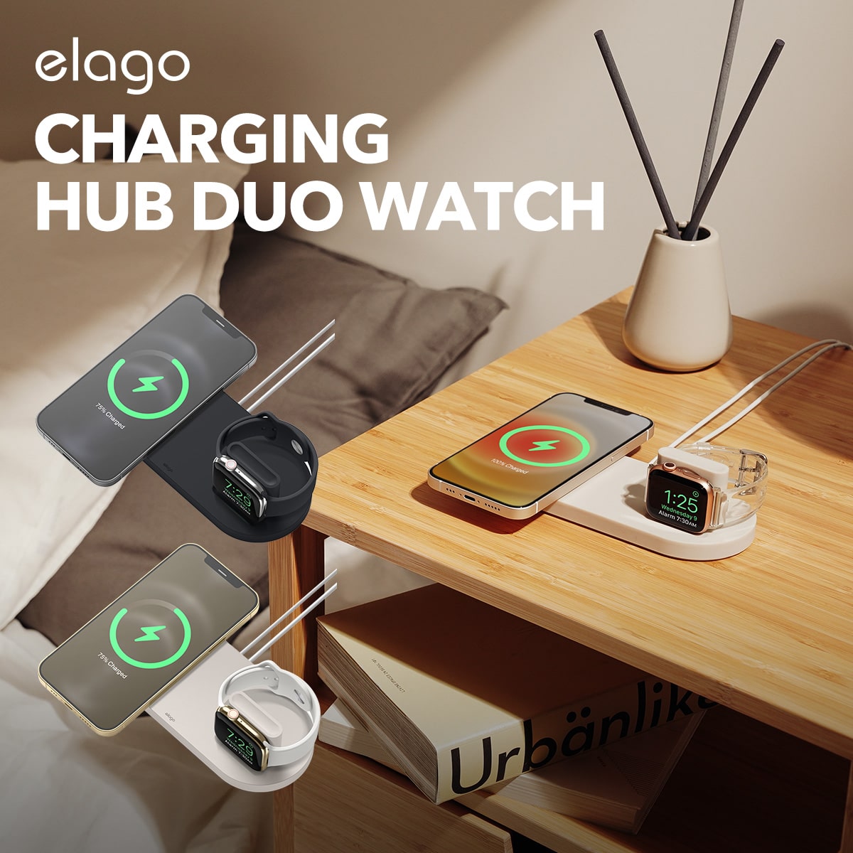 elago CHARGING HUB DUO WATCH for MagSafe Charger & Apple Watch 40/41/42 ...