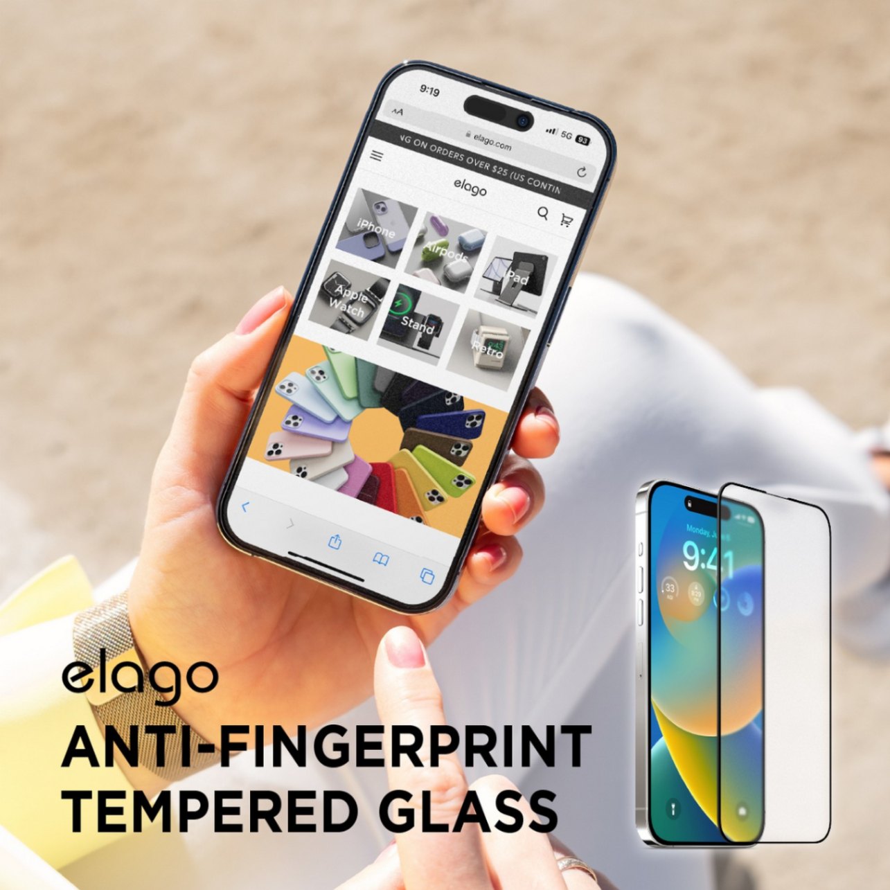 elago ANTI-FINGERPRINT TEMPERED GLASS for iPhone14 Pro | すべての商品 | elago ...