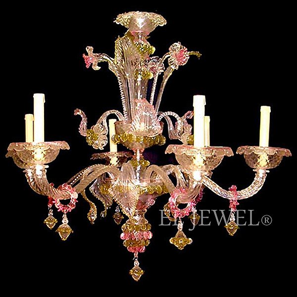 【VENICE ARTE】ヴェネチアンシャンデリア「Fortunity」6灯(W800×H800mm) | EL JEWEL