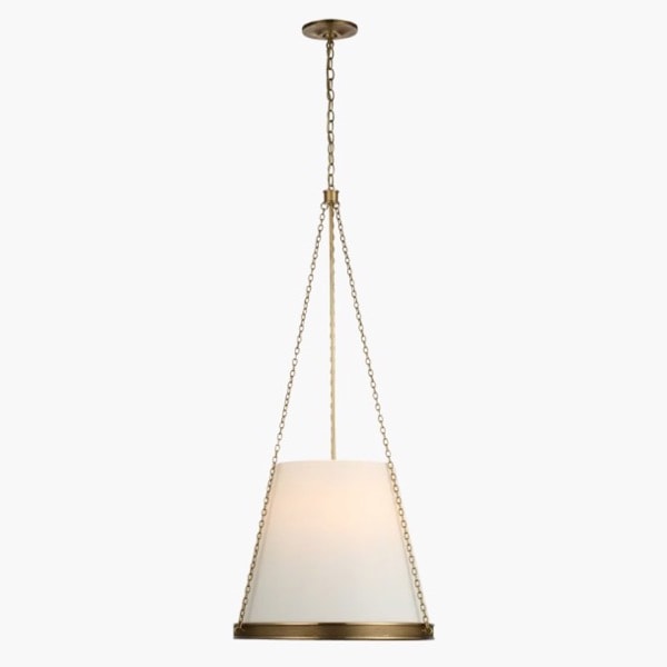 【Visual Comfort】アメリカ・デザイン照明 シャンデリア「Reese 18" Pendant」4灯・ゴールド／リネン（W508× ...
