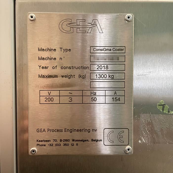 中古｜錠剤コーティング機 一式 ConsiGma Coater GEA 2018年 コーティングマシン ｜動産王｜千葉｜送料無料 | 分包機 ...