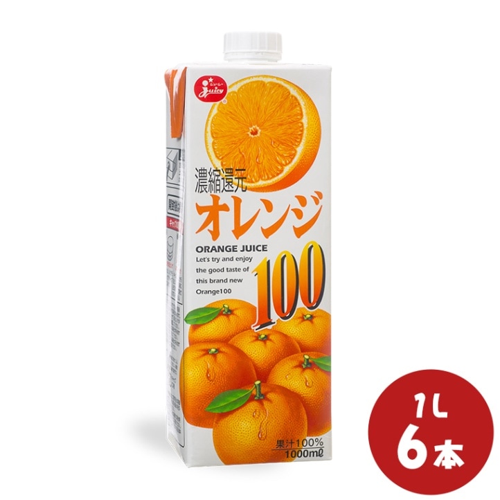 ジューシー オレンジ100 1L紙パック×6本 | ドリンク | えぷろん＋(プラス)