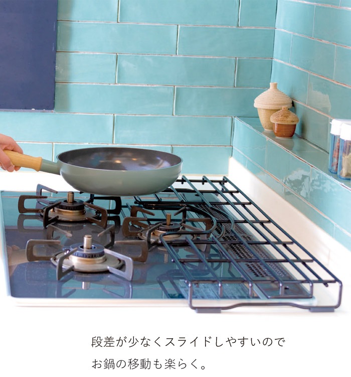 コンロ奥ラック ホーロー 補助五徳 ガスコンロ システムキッチン用 MULTI TRIVET 75cm用 幅887×奥行262×高さ57mm ...