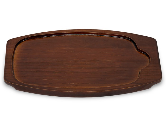 ステーキ皿 プレート 焼物 グリルパン 鉄鋳物 IH対応 中国産 ごくうまグルメ IHハンバーグプレートBIG 1P 木台 ハンドル付 横23.5×奥行15×高さ1.3cm 重量約1.5kg ...