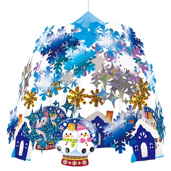 スノードーム雪だるま2段センター | 5.イベント装飾用品,冬の装飾品,クリスマス・雪,吊下装飾,プリーツハンガー | イベントグッズ★スマイル館（スマホ対応）®