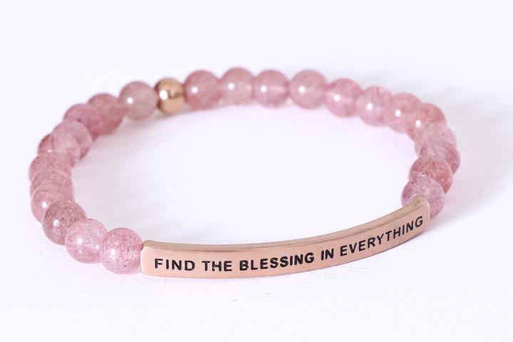 FIND THE BLESSING IN EVERYTHING (Pink Quartz/Small) | Inspire Me ...