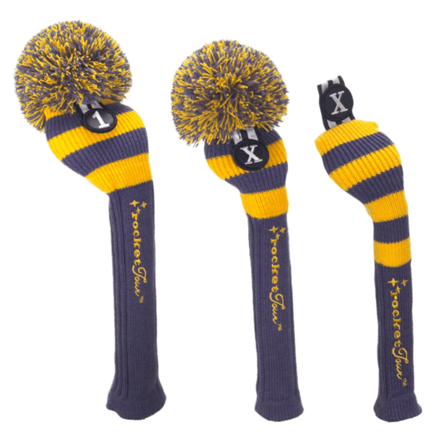 Rocket Tour | Rugby Stripe Pom Pom Headcover - Purple/Yellow | Rocket ...
