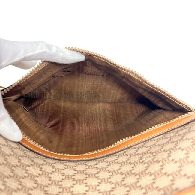 セリーヌ クラッチバッグ ベージュ ブラウン マカダム 美品 PVC レザー