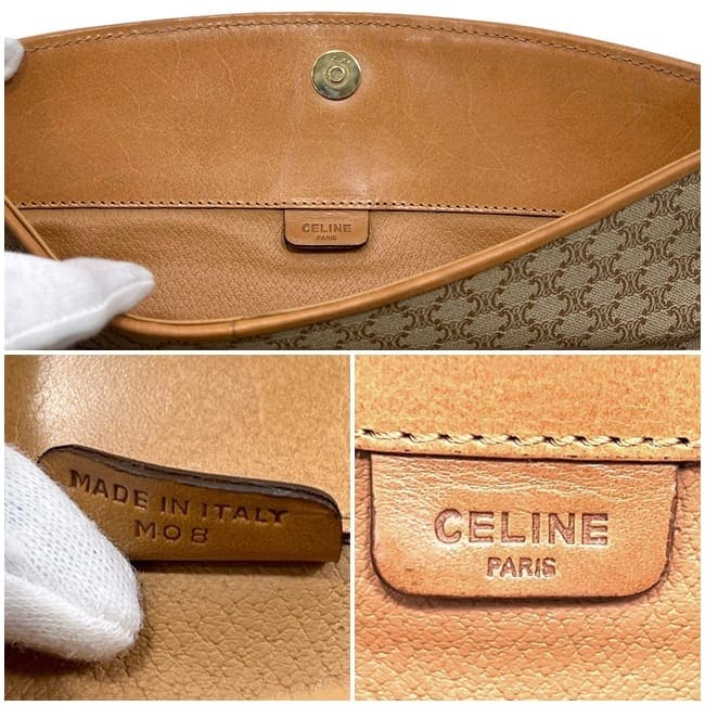 セリーヌ クラッチバッグ ベージュ ブラウン マカダム 美品 PVC レザー