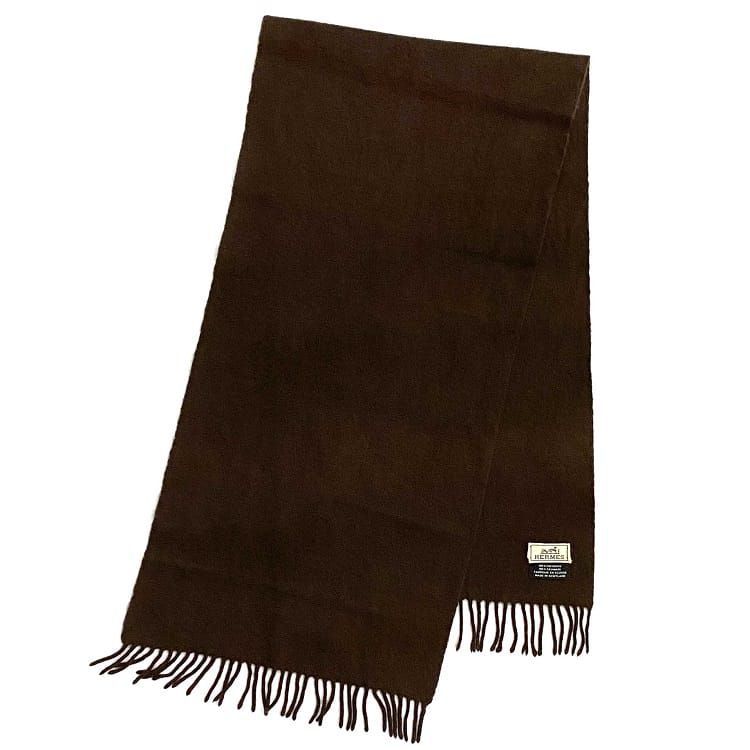 エルメス マフラー ブラウン 美品 クリーニング済み カシミア 100