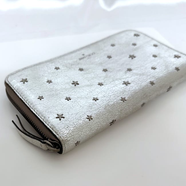 ジミーチュウ ラウンドファスナー 長財布 ec-23035 シルバー 美品 財布