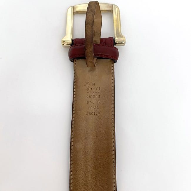 グッチ ベルト レッド シマ 281548 ウエスト 40mm レザー 中古 GUCCI