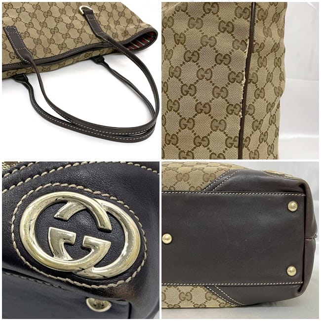 グッチ トートバッグ ec-23425 ベージュ ブラウン インターロッキング