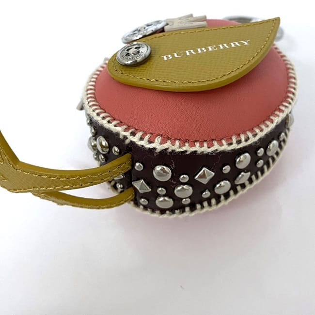 バーバリー バッグチャーム f-22188 ピンク ブラウン ロンドン 美品