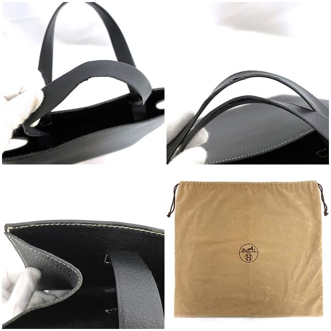 エルメス トートバッグ ルーシー ＧＭ ブラック f-20525 美品 縦長 レザー 中古 □Ｃ刻印 HERMES ヴィンテージ シンプル ステッチ 自立 a4 書類 ビジネス 大容量 無地 定番 人気 男女兼用 男性 女性 トート 鞄 高級感 上品 通勤 通学 ブランド 本物 鑑定済み エルメス トートバッグ ルーシー GM ブラック f-20525 美品 縦長