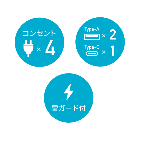 HIDISC スマホスタンド付き薄型USB電源タップ ACx4 Type-Ax2 Type-Cx1 HD-AC4U2C1STWH ...