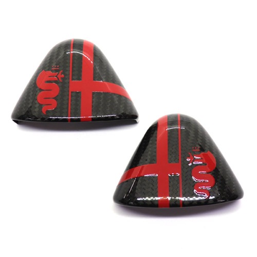 KOSHI Alfa Romeo 4C カーボン シートベルトリングカバーセット（レッドロゴ）｜ラテン車の雑貨とパーツ通販 FLATOUT