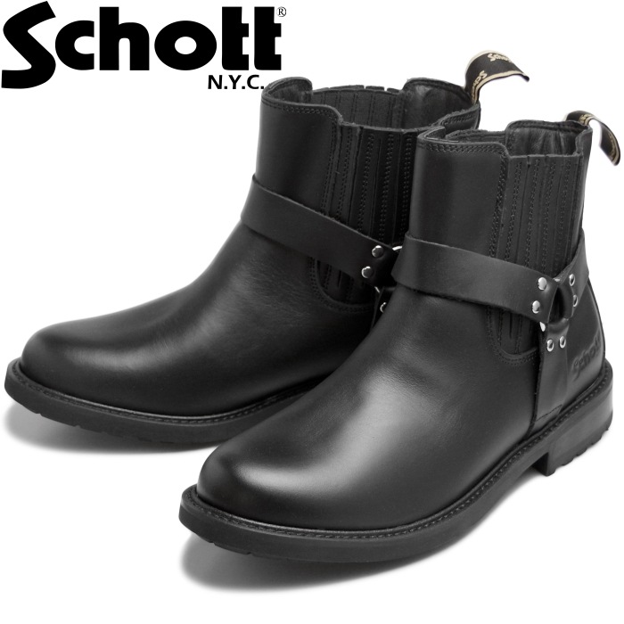 Schott RING BOOTS ショット リングブーツ S24102 ブラック ワークブーツ メンズ 本革 エンジニアブーツ サイドゴア ...