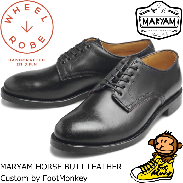 WHEEL ROBE PLAIN TOE DERBY ウィールローブ 15075HB MARYAM HORSE BUTT ホースバットレザー ブラック プレーントゥダービーシューズ ビジネス ...