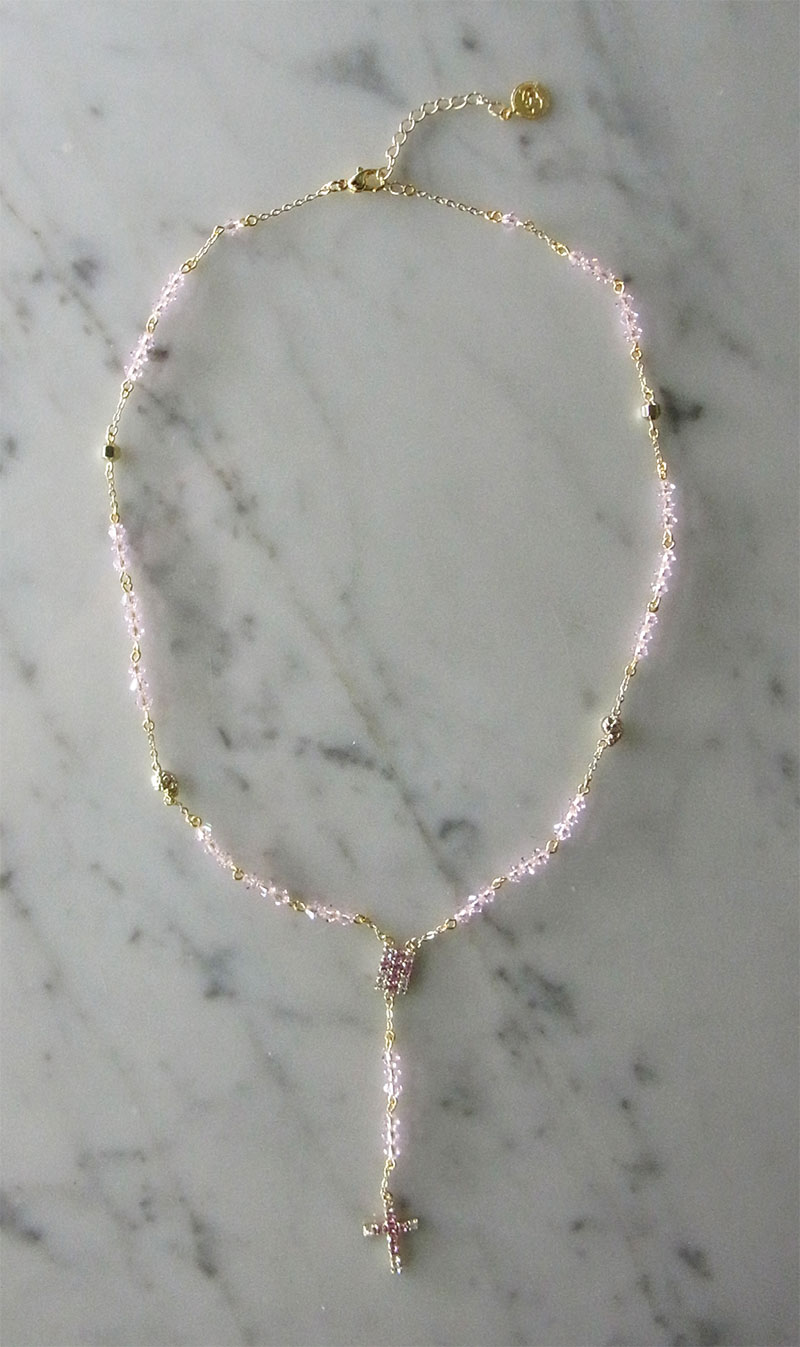 MP2502 Swarovski Crystal petit HibiSkull* Rosario #67 Gold x Light Rose ...