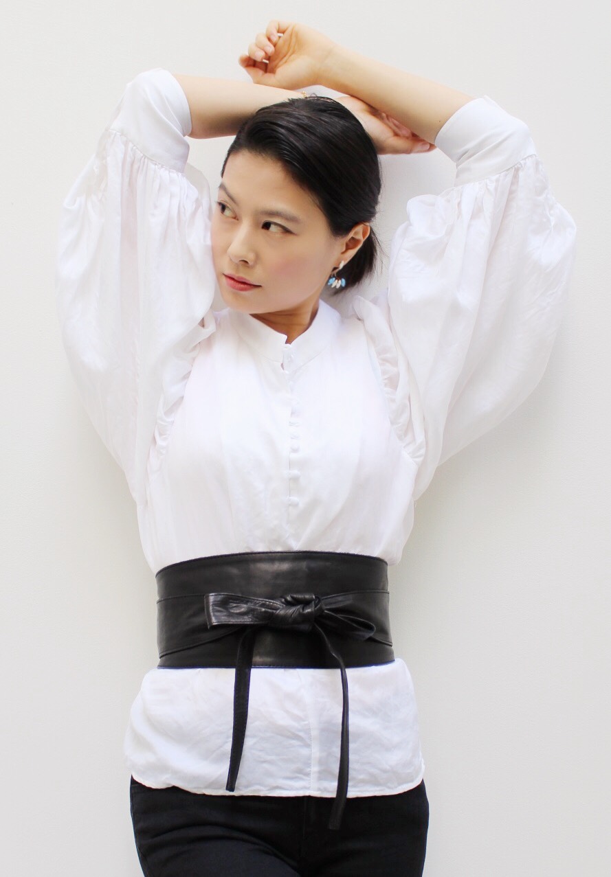 ML2502 WOMEN : Horse Hide Leather Long Wrap Sash Belt #09 Black | WOMEN ...