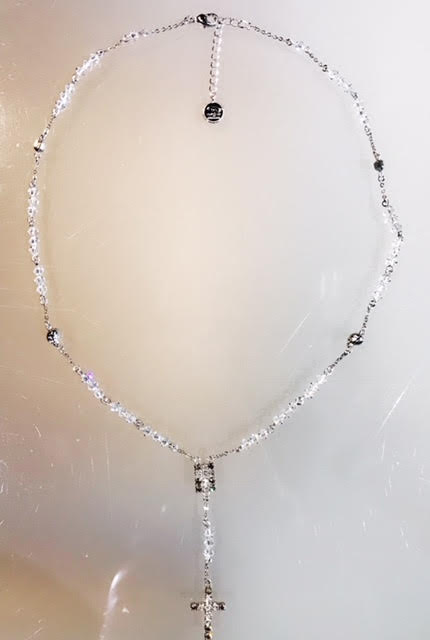 MP2502 Swarovski Crystal petit HibiSkull* Rosario #13 Crystal & Silver ...