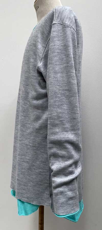 MT2995 AW SMOOTH KNIT CUT OFF 2SET LAYERED PULLOVER #12 SILVERGRAYxMINT ...