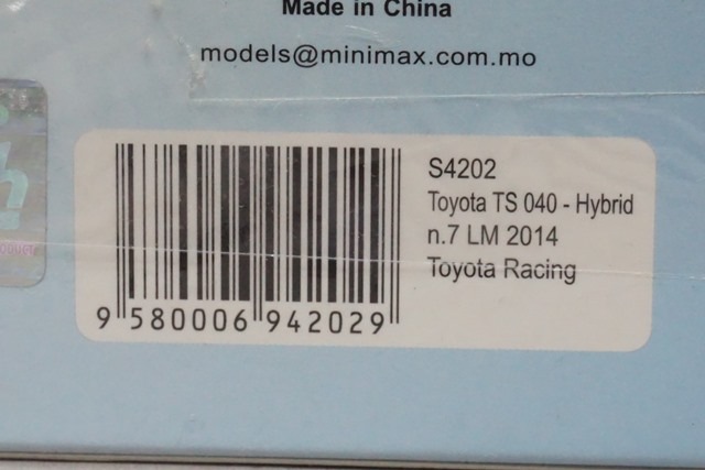 1/43 スパーク S4202 トヨタ Racing TS040 Hybrid #7 LM 2014 A.WURZ, Boost Gear ミニカー通販