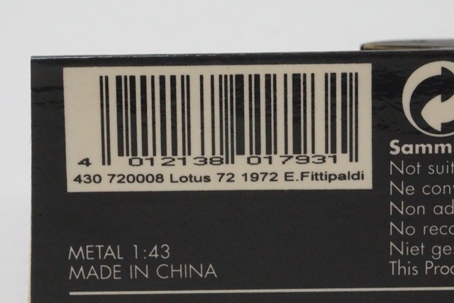 1/43 ミニチャンプス 430720008 LOTUS 72 world champion 1972 E.フィッティパルディ #8(ブラック ...