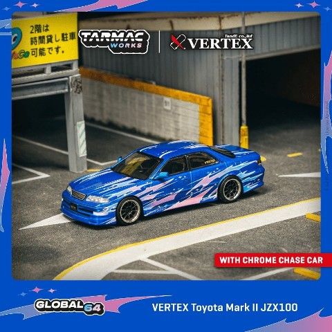 予約 T64G-024-BL Tarmac Works 1/64 トヨタ VERTEX Toyota Mark II JZX100 Blue ...