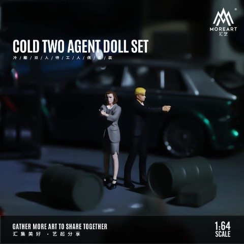 予約 MO223006 MoreArt 1/64 COLD TWO AGENT DOLL SET エージェント 拳銃を持った男女 アクセサリー ...