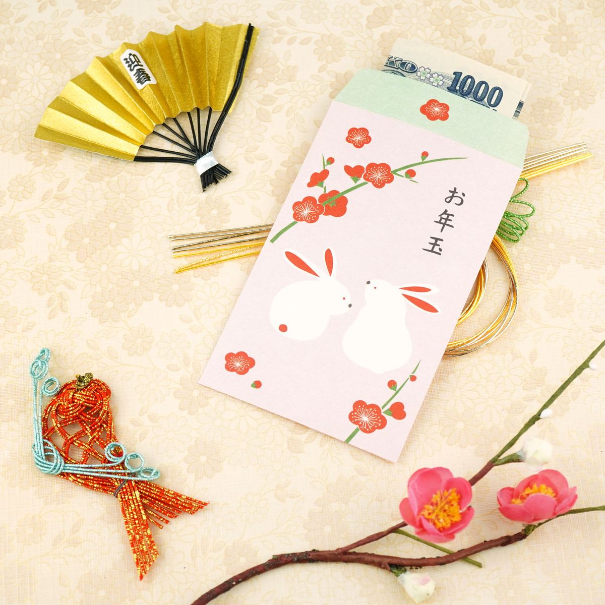 お年玉ポチ袋 2匹うさぎと梅｜pch-235 | 金封類・色紙類,ポチ袋,お年玉 | フロンティア公式オンラインショップ