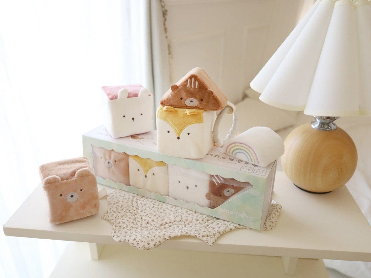 うさぎさんとふわふわおもちゃの3点セット[amanoppo]出産祝い | amanoppo | amanoppo - あまのっぽ - 公式ストア｜Instagramで人気の出産祝い専門店