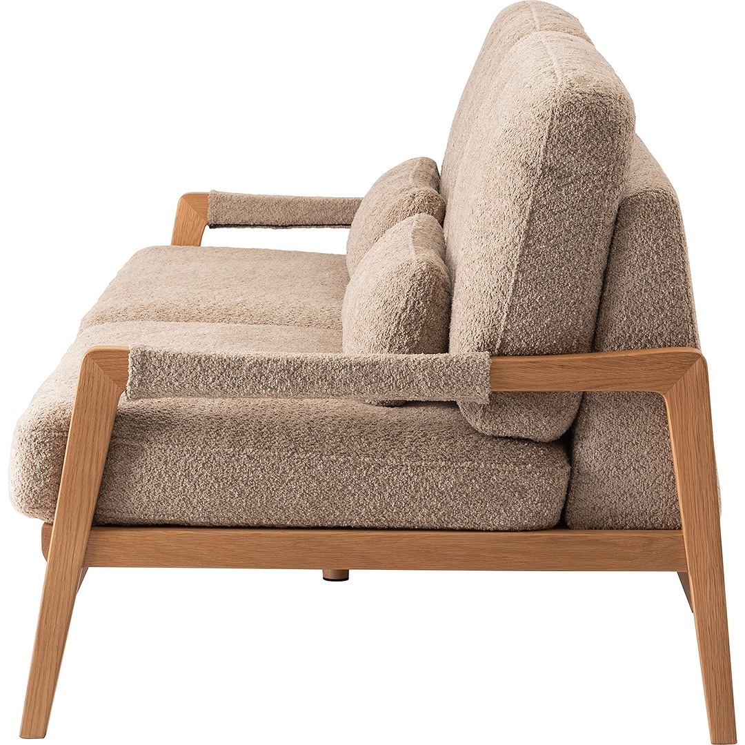 3人掛けソファ F1105 ベージュ・カーキ(ブークレ生地)/オーク材 ウレタン塗装 | ソファ | FUJIKA オンラインストア