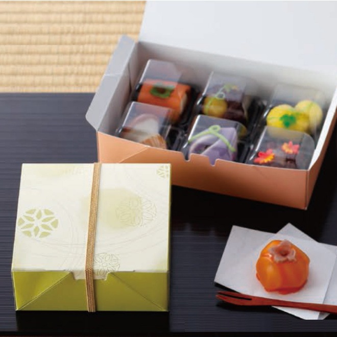 ルミアサービス箱 6個 和彩 まっちゃ色 19－657M | 食品容器,紙製容器,ルミアサービス箱 | フクブクロウ