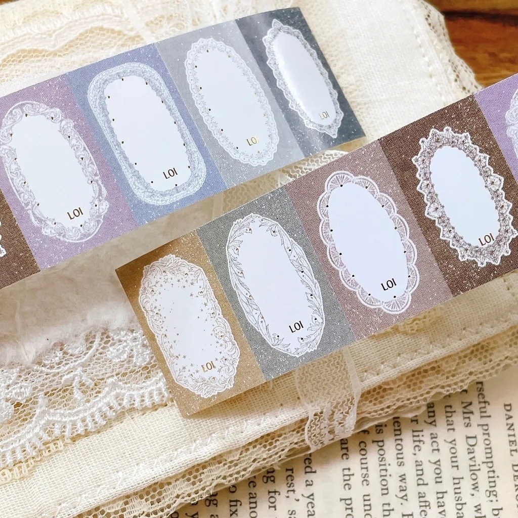 [樂意Loidesign] 暮春絮語 蕾絲框(Whispers of Late Spring - Lace Frame) 箔押紙ラベル ...