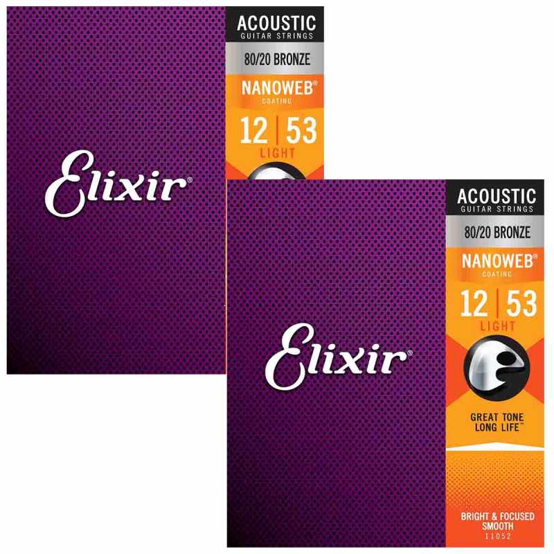〈2set〉Elixir 11052 Light アコースティック弦 Bronze NANO WEB ナノウェブ〈エリクサー ...