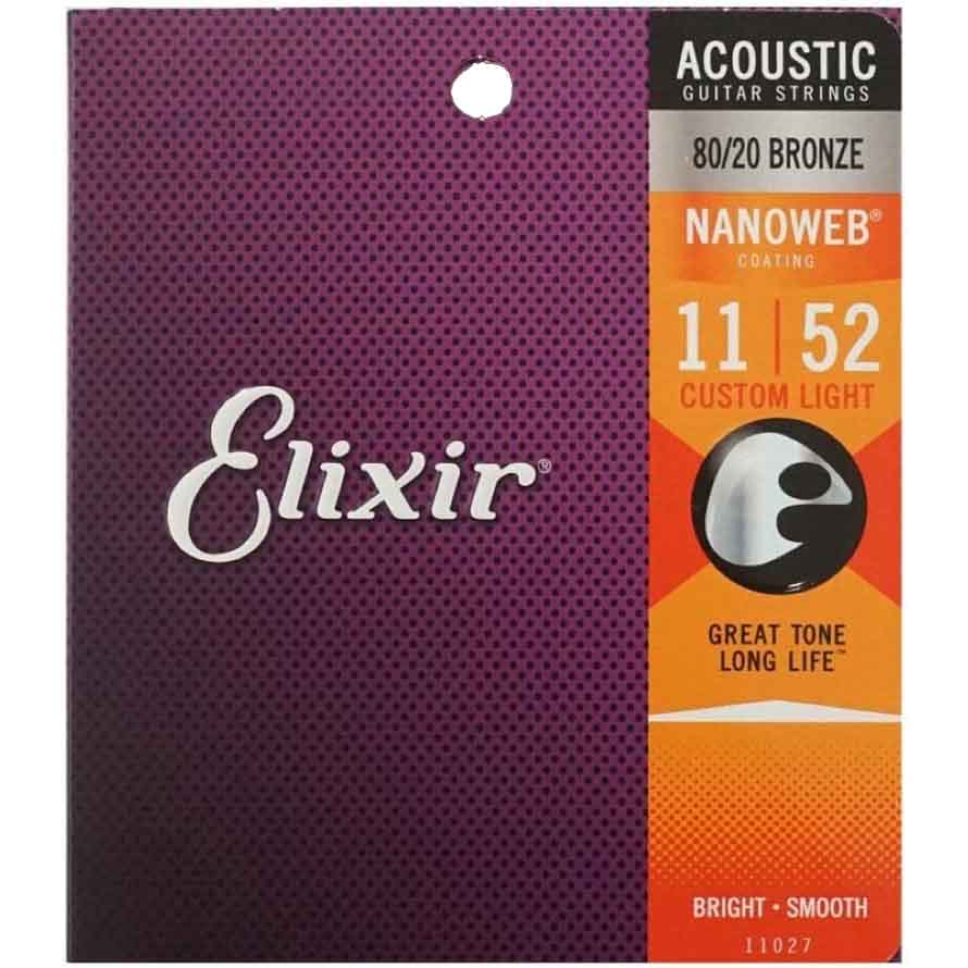 Elixir 11027 ACOUSTIC NANOWEB Custom Light 11-52 アコースティックギター弦〈エリクサー ...