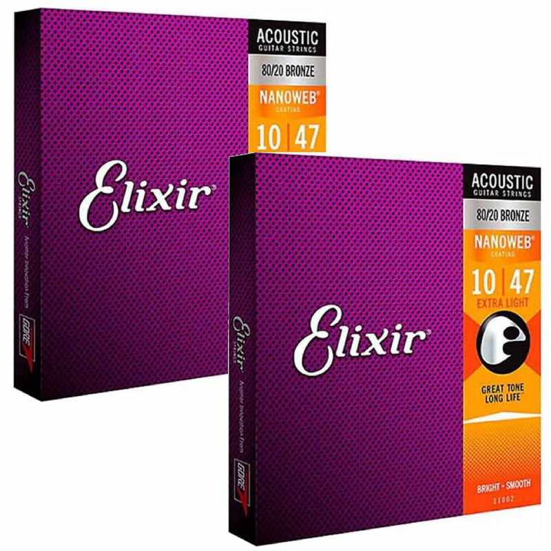 〈2set〉Elixir 11002 ACOUSTIC NANOWEB Extra Light 10-47 アコースティックギター弦〈エリク ...